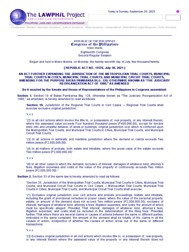 BP 129 As Amended by Republic Act No. 11576 | PDF | Government ...