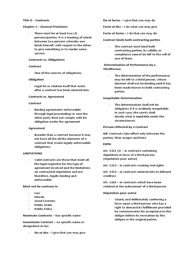 Contracts (Oblicon Reviewer) | PDF | Offer And Acceptance ...