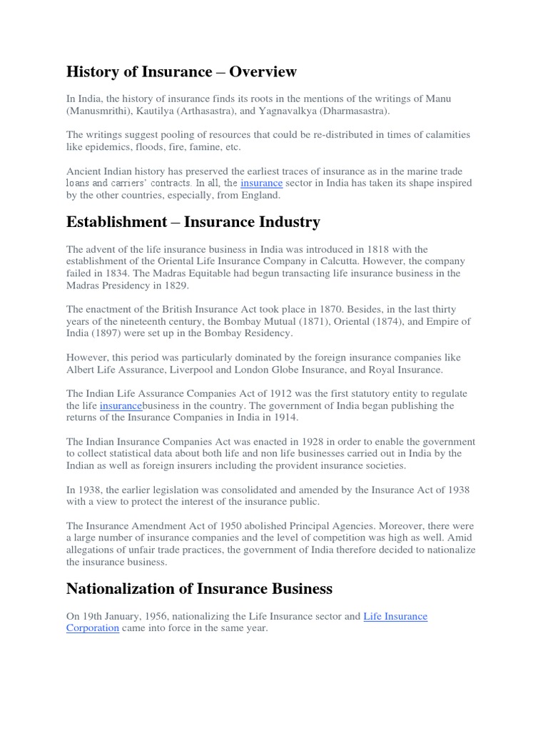 History of Insurance | PDF