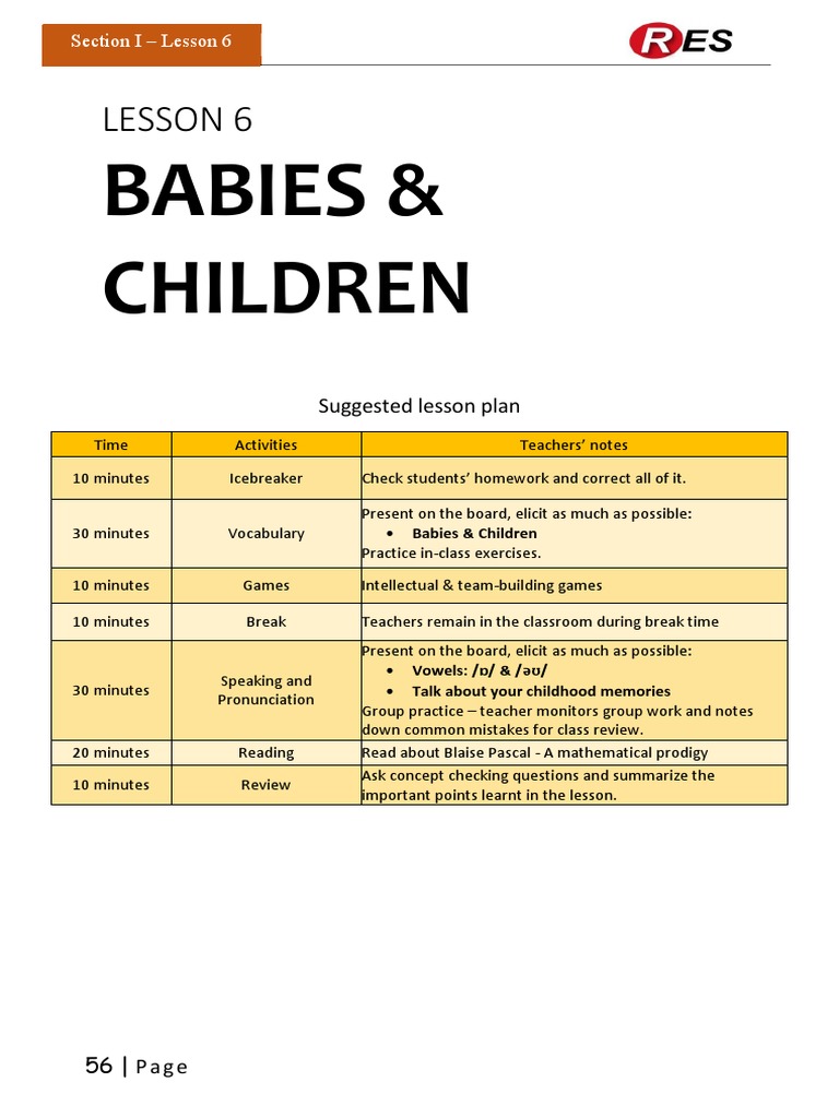Lesson Plan: Babies & Children Activities | PDF | Mathematics | Cognition