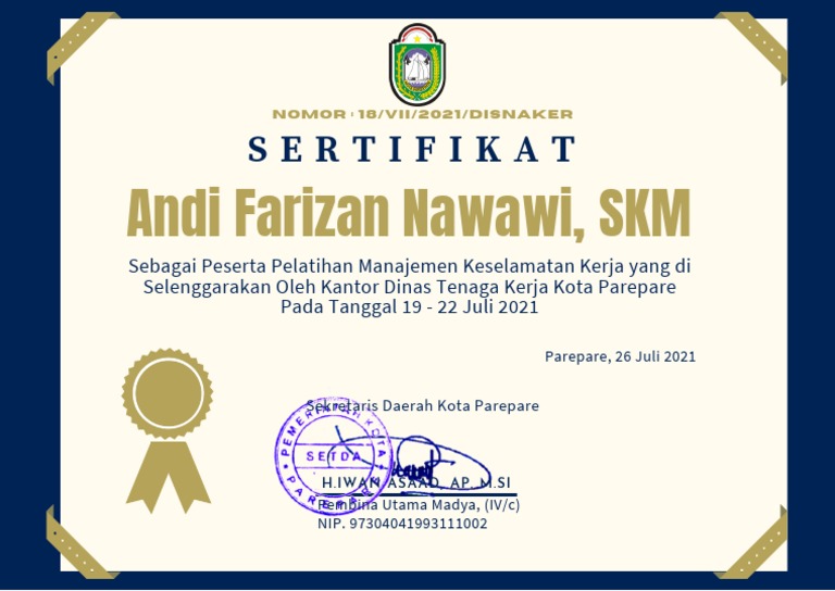 Sertifikat Disnaker | PDF