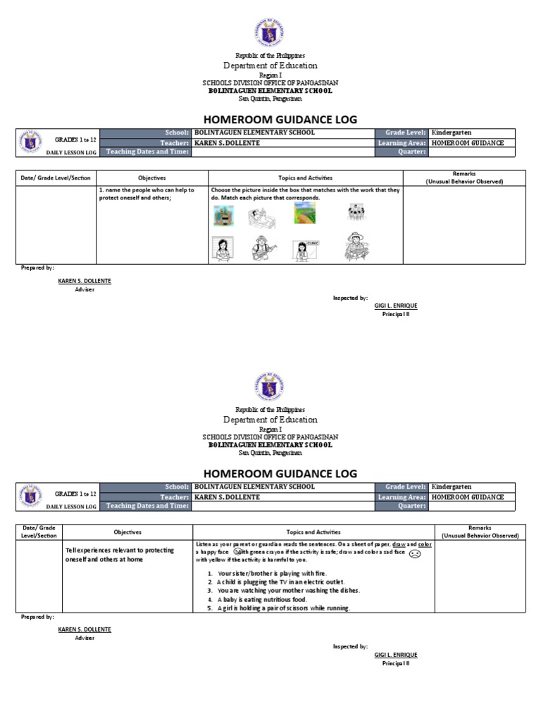 Homeroom-Log | PDF | Teachers | Kindergarten