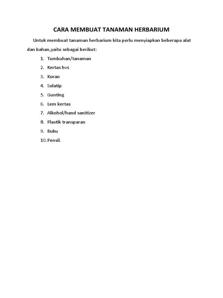 Cara Membuat Tanaman Herbarium Pdf