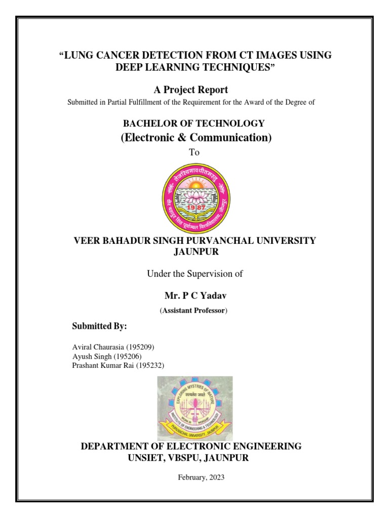 Lung Cancer Detection Using Image Processing Synopsis Report | PDF ...