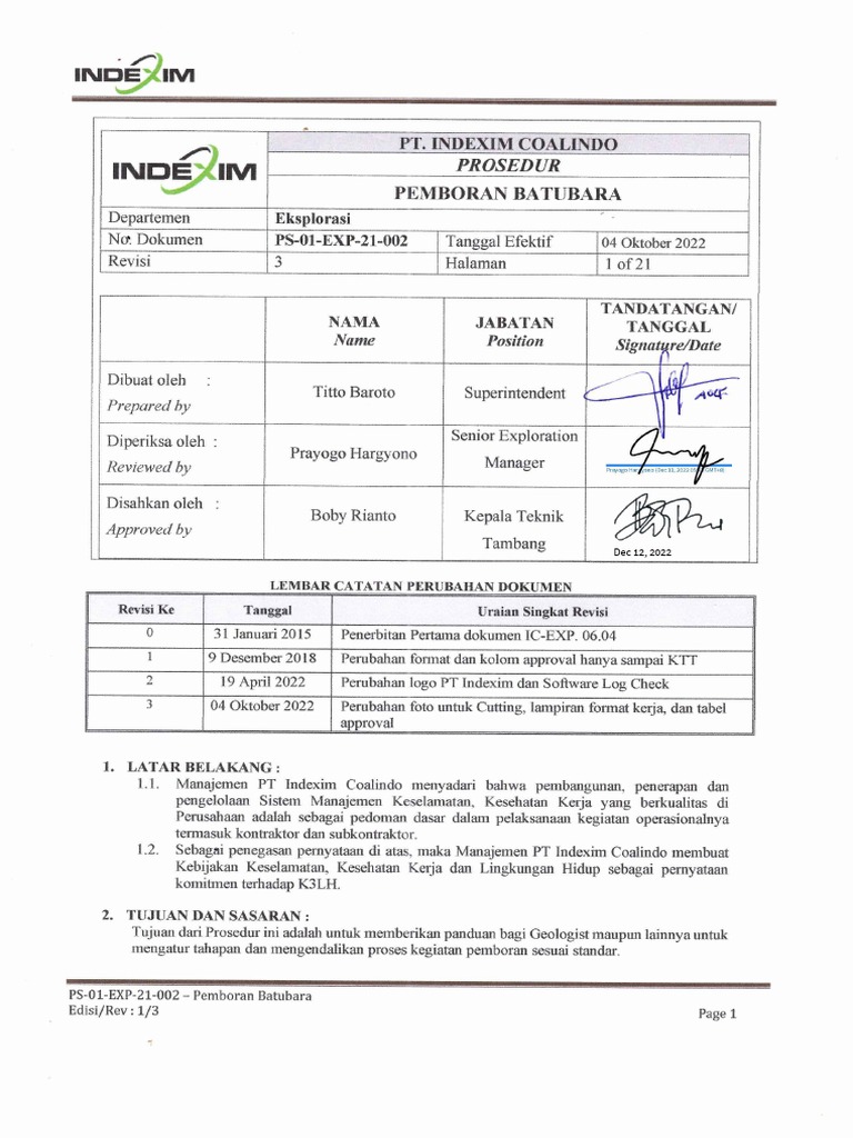 Pemboran BatuBara | PDF