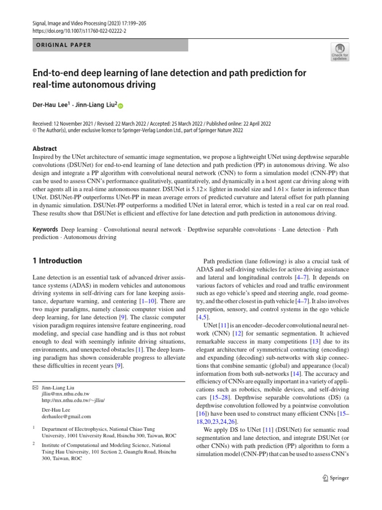 001 - End-To-End Deep Learning of Lane Detection and Path Prediction For | PDF | Deep Learning ...