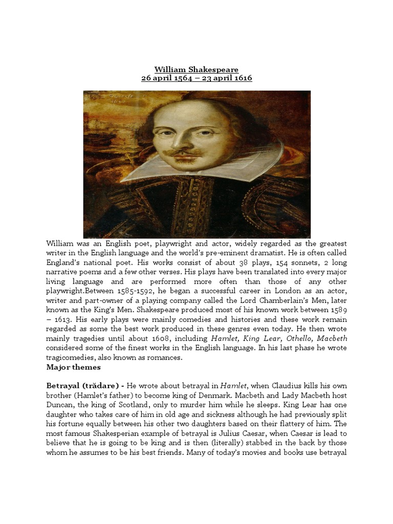 Major Themes in William Shakespeare | Download Free PDF | William ...