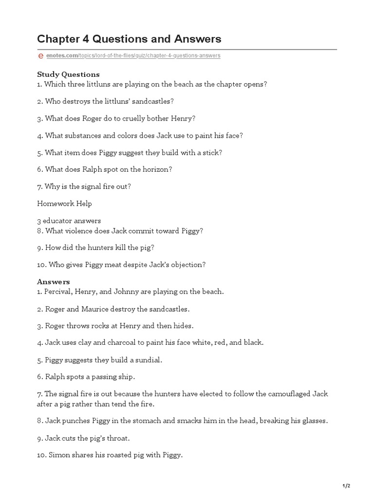 Chapter 4 Questions and Answers | PDF