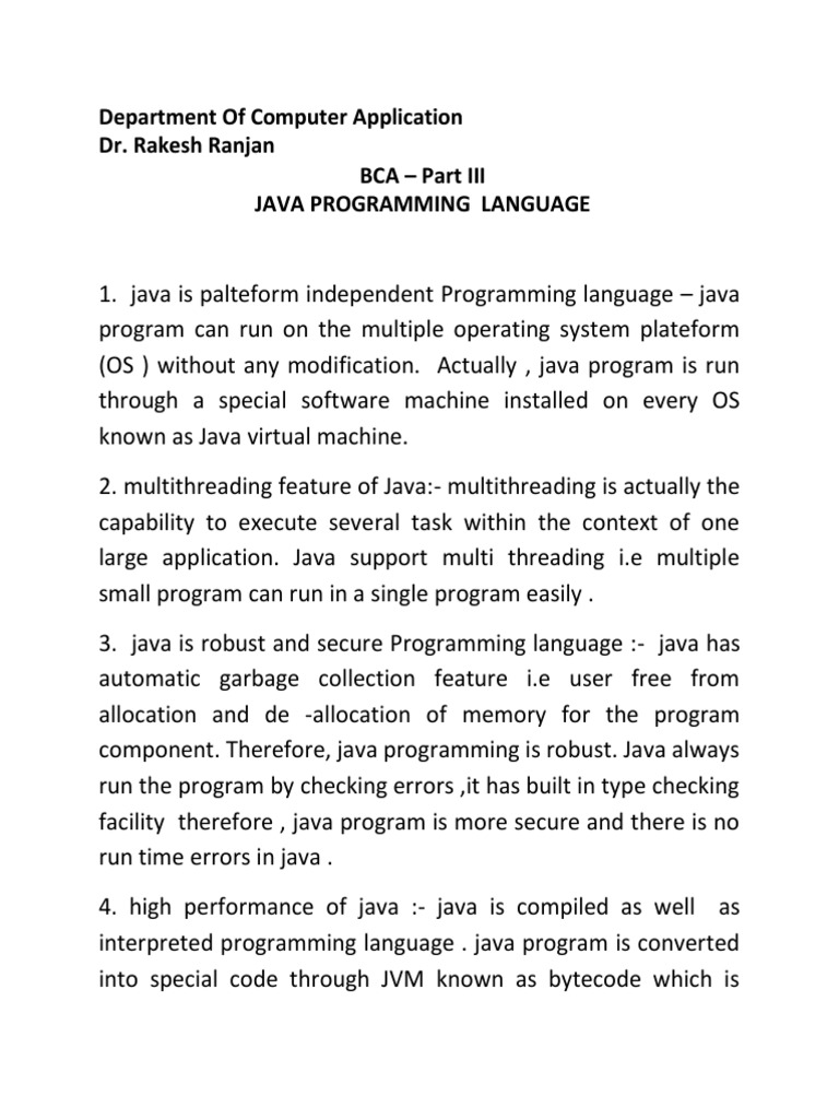 Bca Tdc Iii Basic Of Java By Dr Rakesh Ranjan Pdf Java Programming Language Java