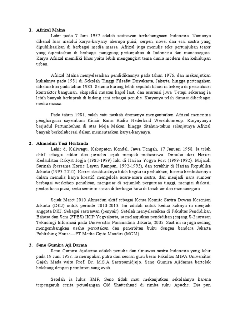 Biografi Ahmadun Yosi Herfanda | PDF