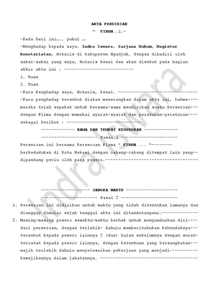 Akta Pendirian Firma | PDF