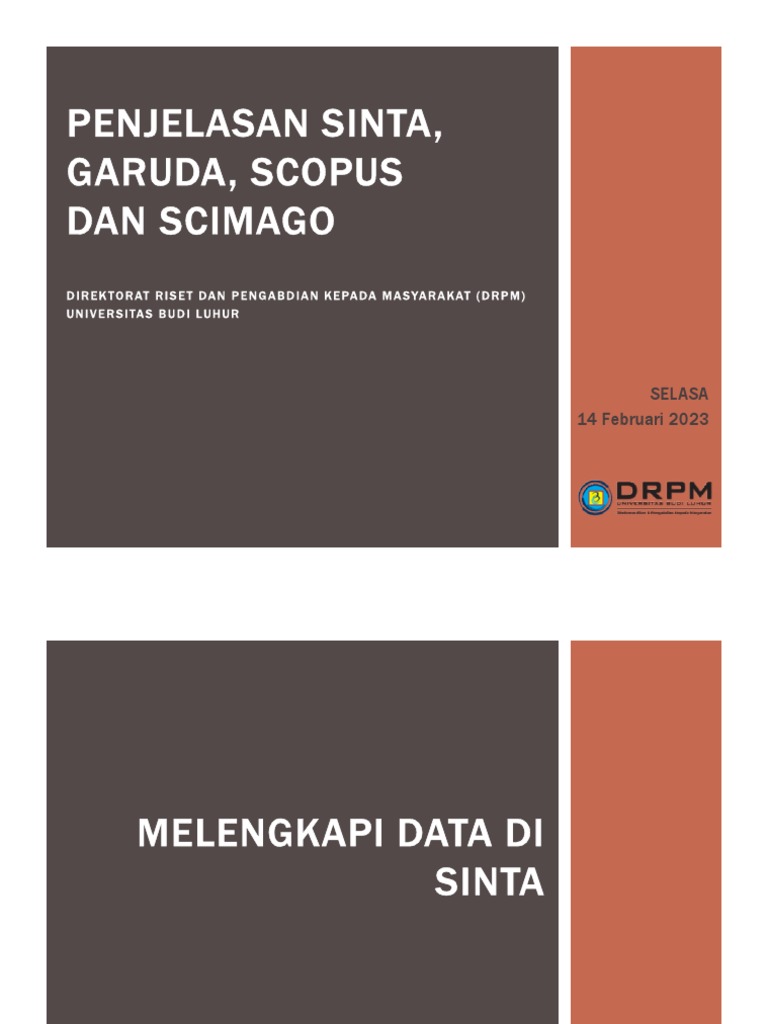 Materi Desiminasi Luaran Penelitian SINTA Garuda Scimago New | PDF | Bisnis