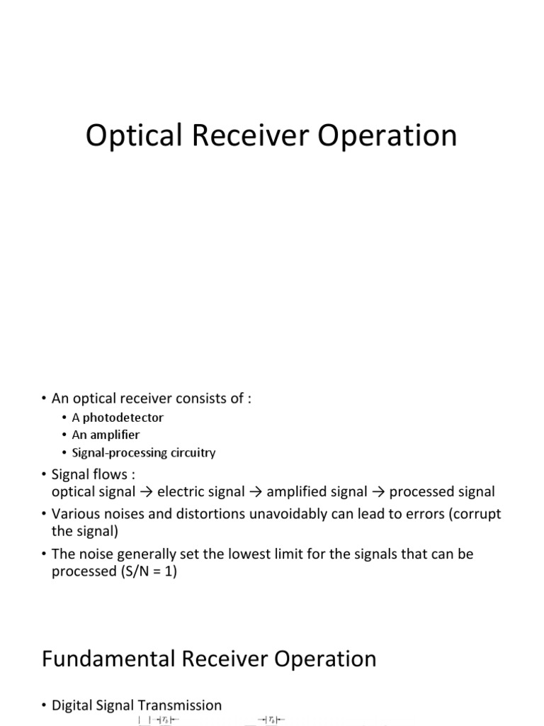 Optical Receiver Operation | PDF