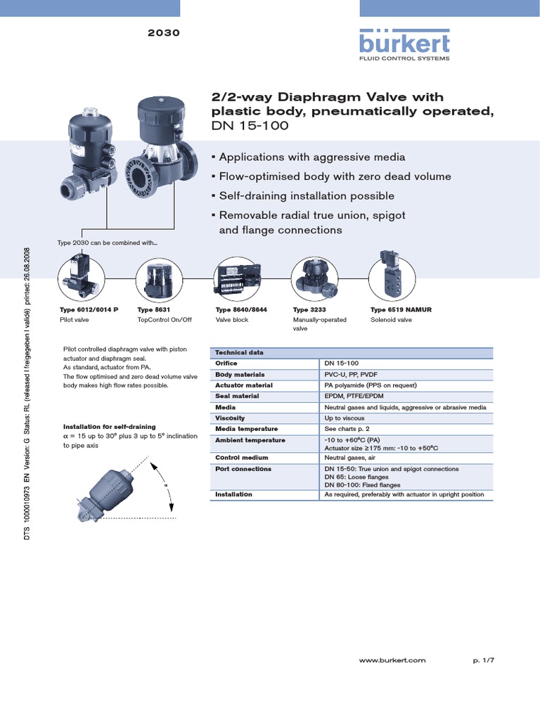 Burkert pvc氣動控制閥 | PDF | Valve | Tap (Valve)