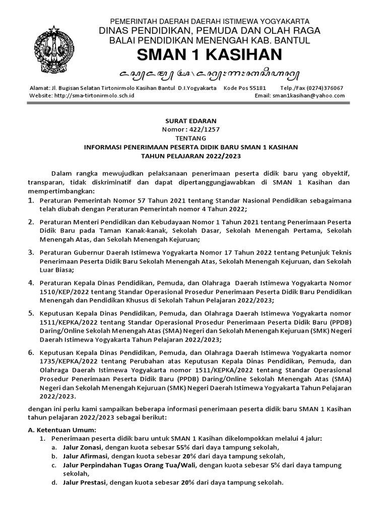 Informasi Persyaratan PPDB Tahun 2022 2023 Revisi 3 | PDF