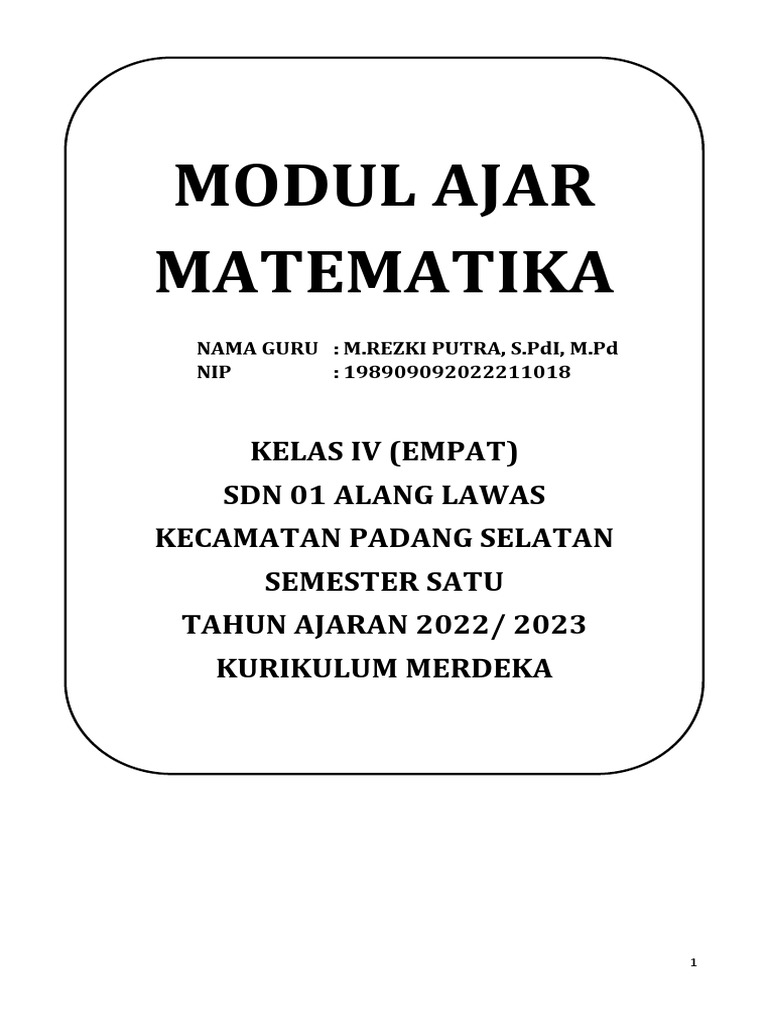 Materi Ajar Ikm MTK Kls 4 | PDF