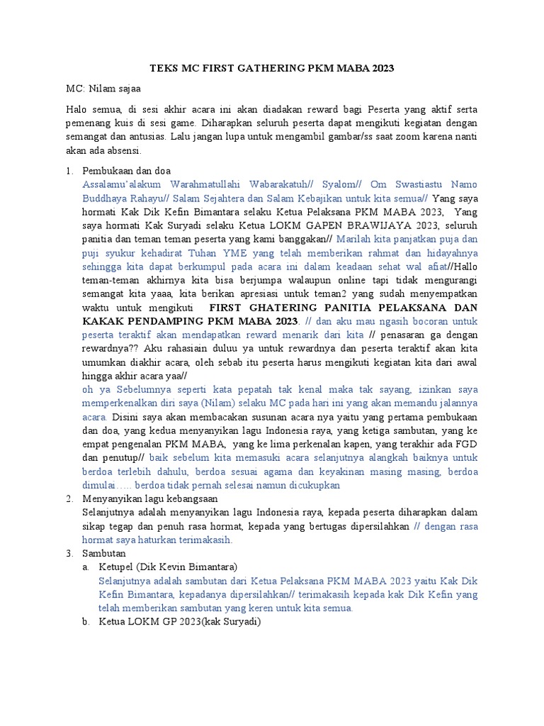 "First Gathering PKM MABA 2023" | PDF