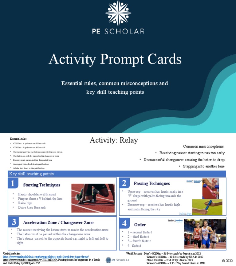 Relay Activity Prompt Cards 1 | PDF | Individual Sports | Sport Of ...