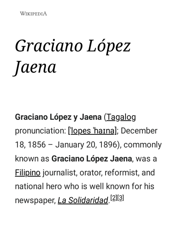 Graciano López Jaena: Filipino Hero & Reformer | PDF | Philippines