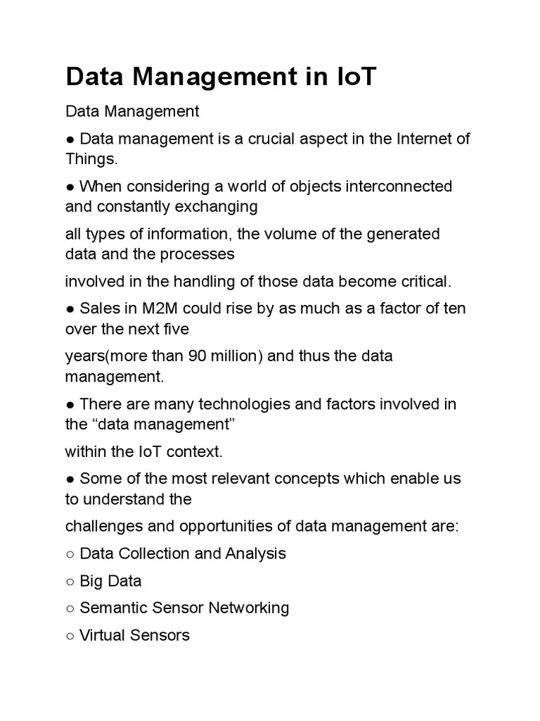 Data Management in IoT | PDF | Technology & Engineering