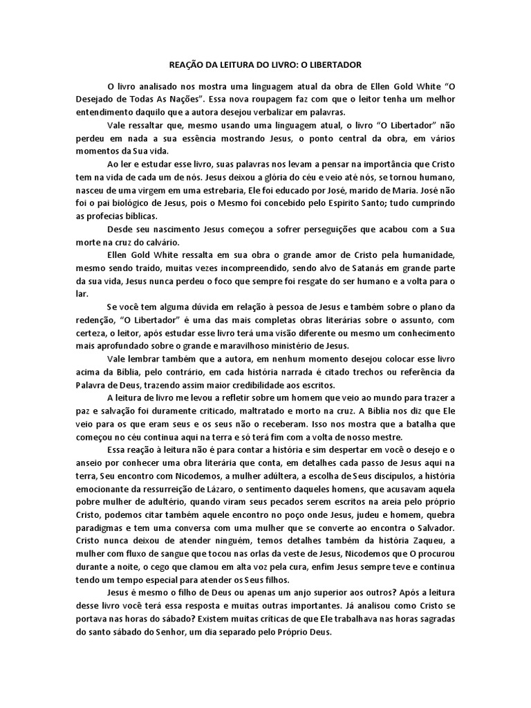 Reação Da Leitura - o Libertador | PDF | Jesus | Bíblia