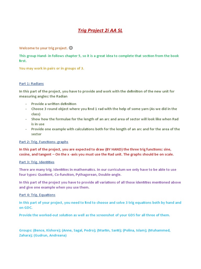 Trig Project 2i AA SL | PDF