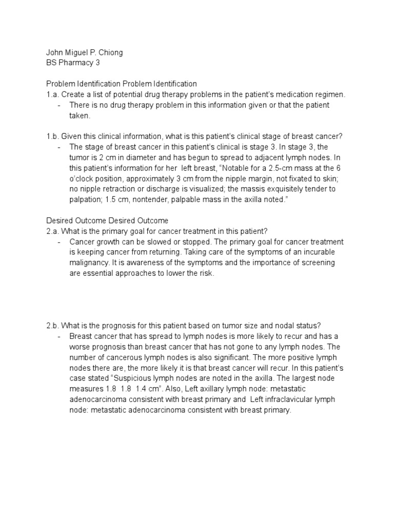 Breast Cancer Treatment Plan and Prognosis | PDF | Breast Cancer | Cancer