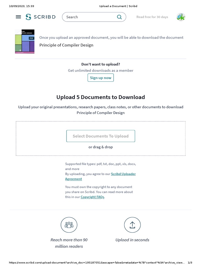 Upload A Document - Scribd | PDF | Scribd | Computing