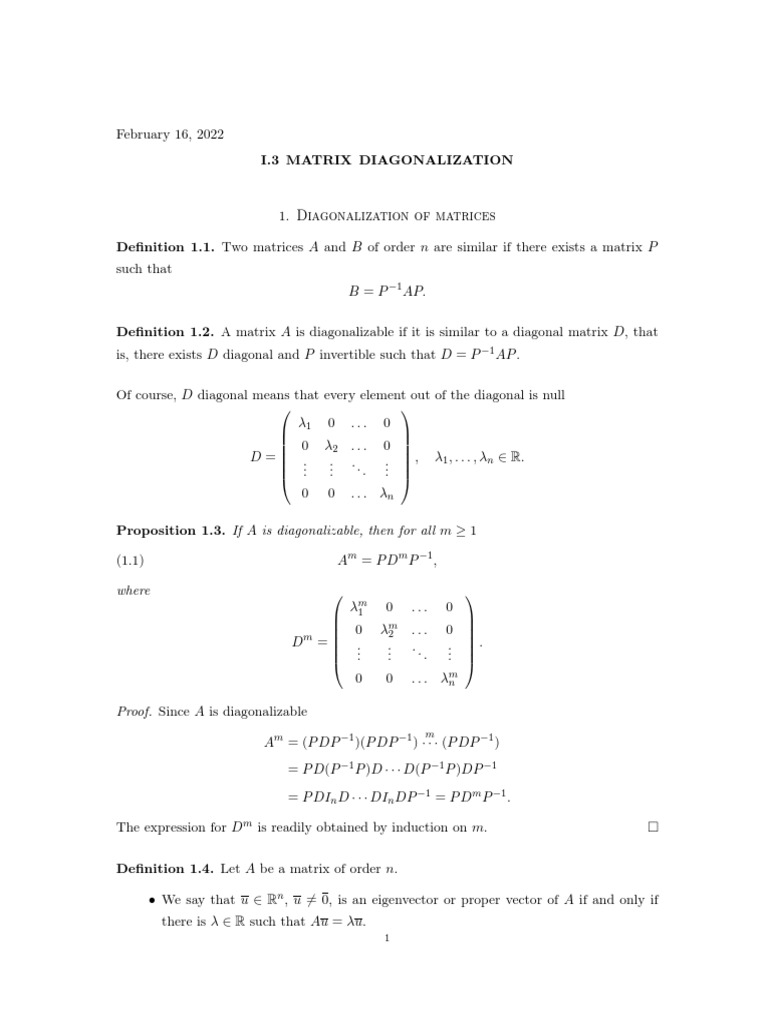 Ch1-3 Diagonalization | PDF | Eigenvalues And Eigenvectors | Algebra