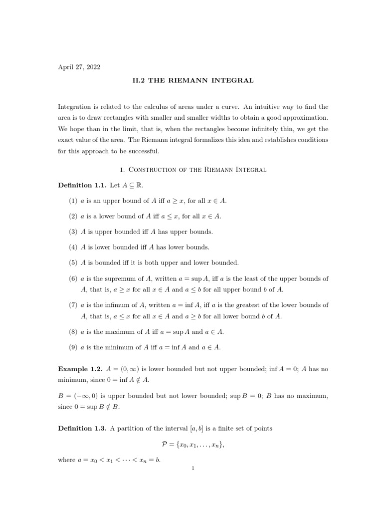Ch2-2 Riemann Integral | PDF | Integral | Analysis