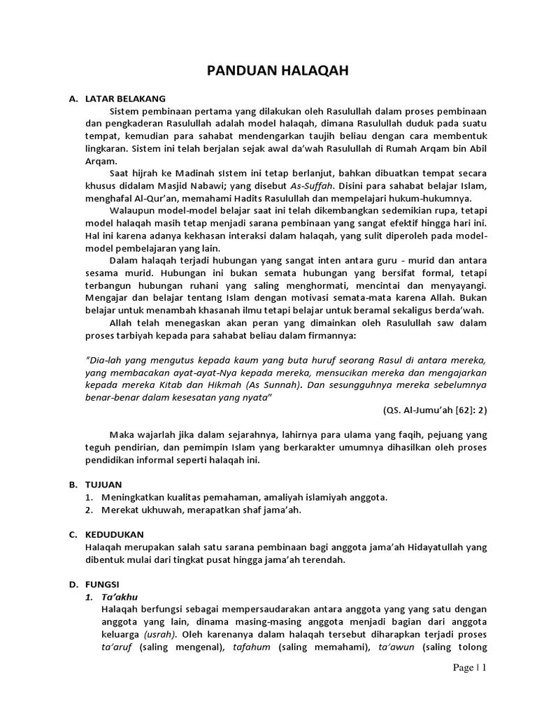 Panduan Halaqoh Ula | PDF