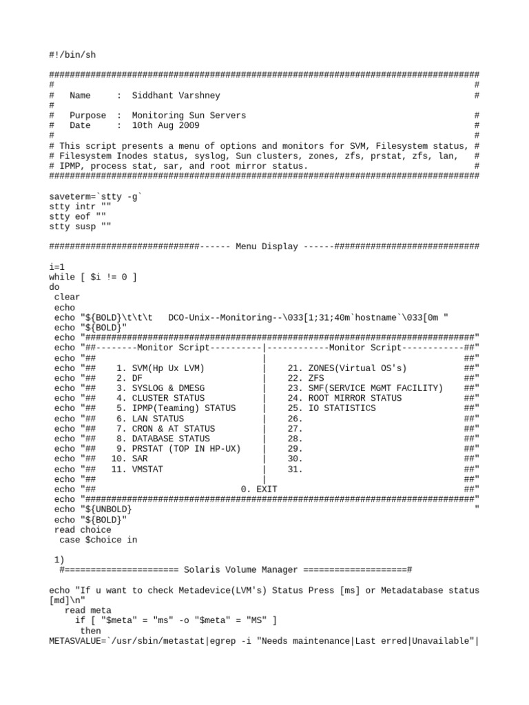 Solaris10 Monitoring Script | PDF | Operating System Technology | Data Management