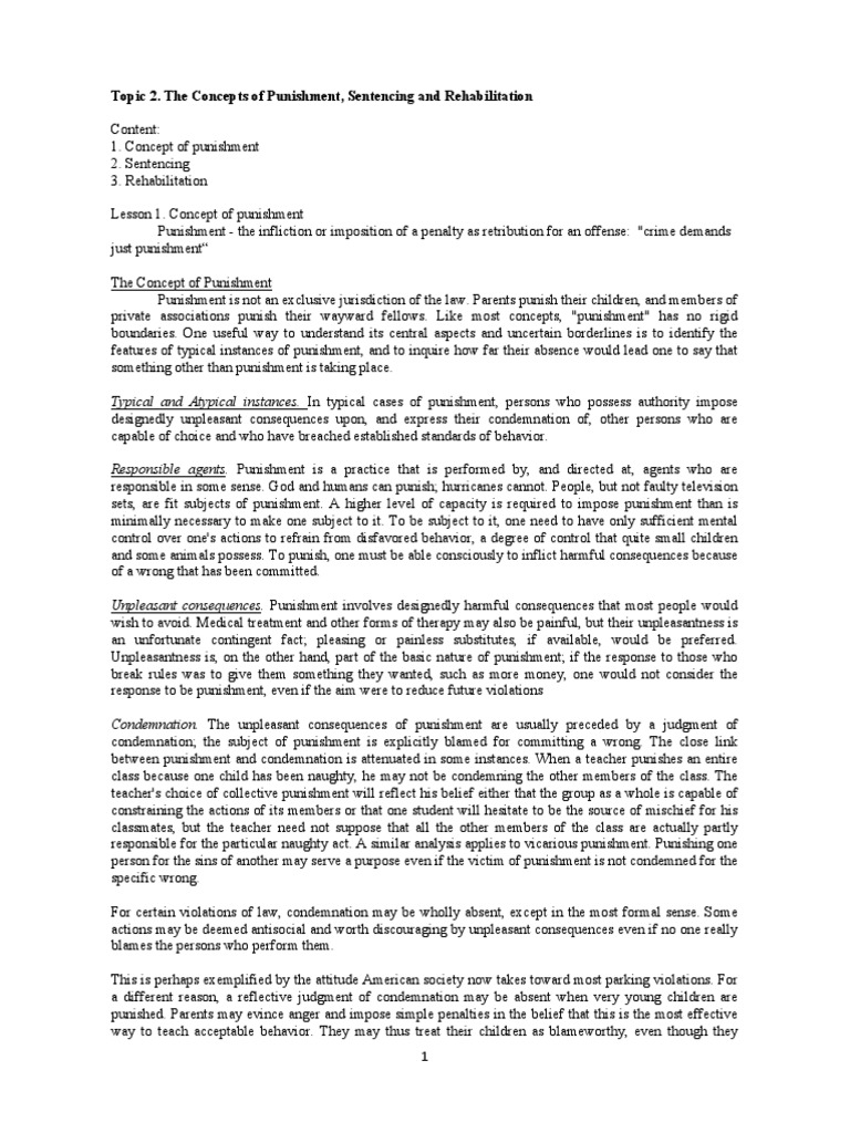 Topic 2. The Concepts of Punishment Sentencing and Rehabilitation | PDF ...