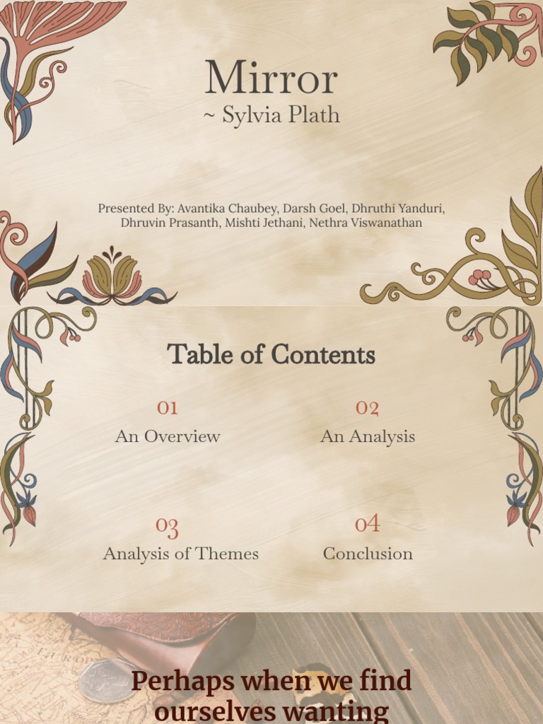 Mirror (Sylvia Plath) - Class Notes | PDF | Sylvia Plath