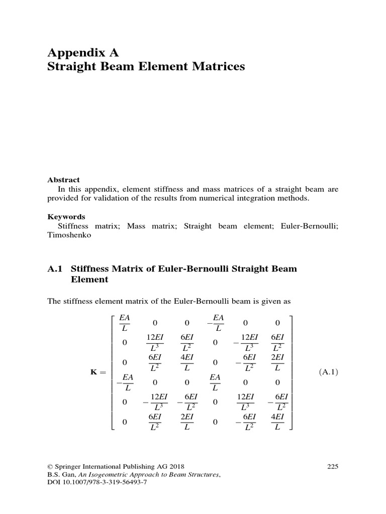 Stiffness Matrix of Euler-Bernoulli and Timoshenko Straight Beams | PDF | Beam (Structure ...