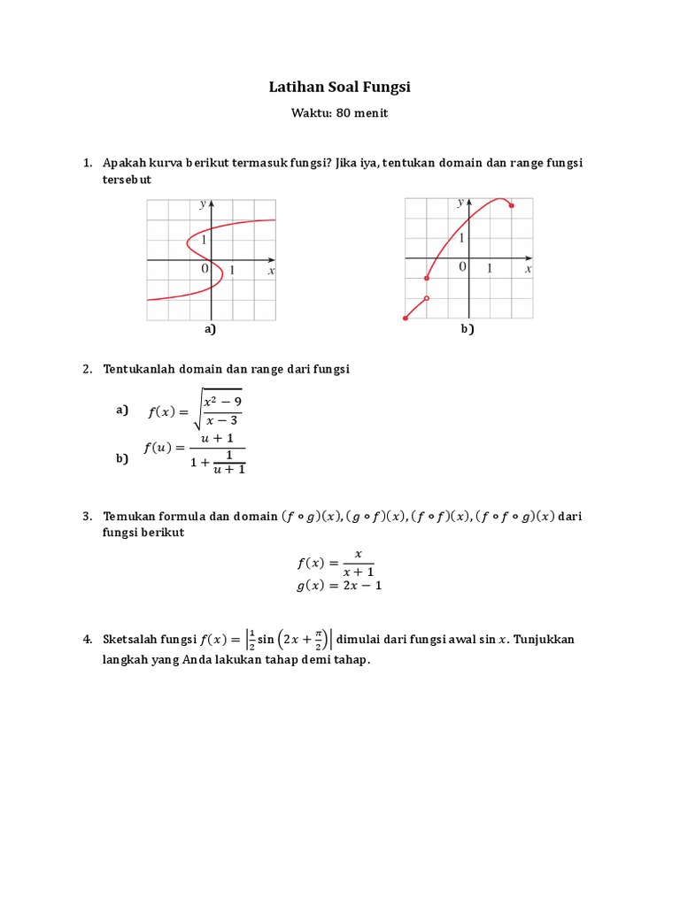 Soal Domain Fungsi Kelas 11 | PDF