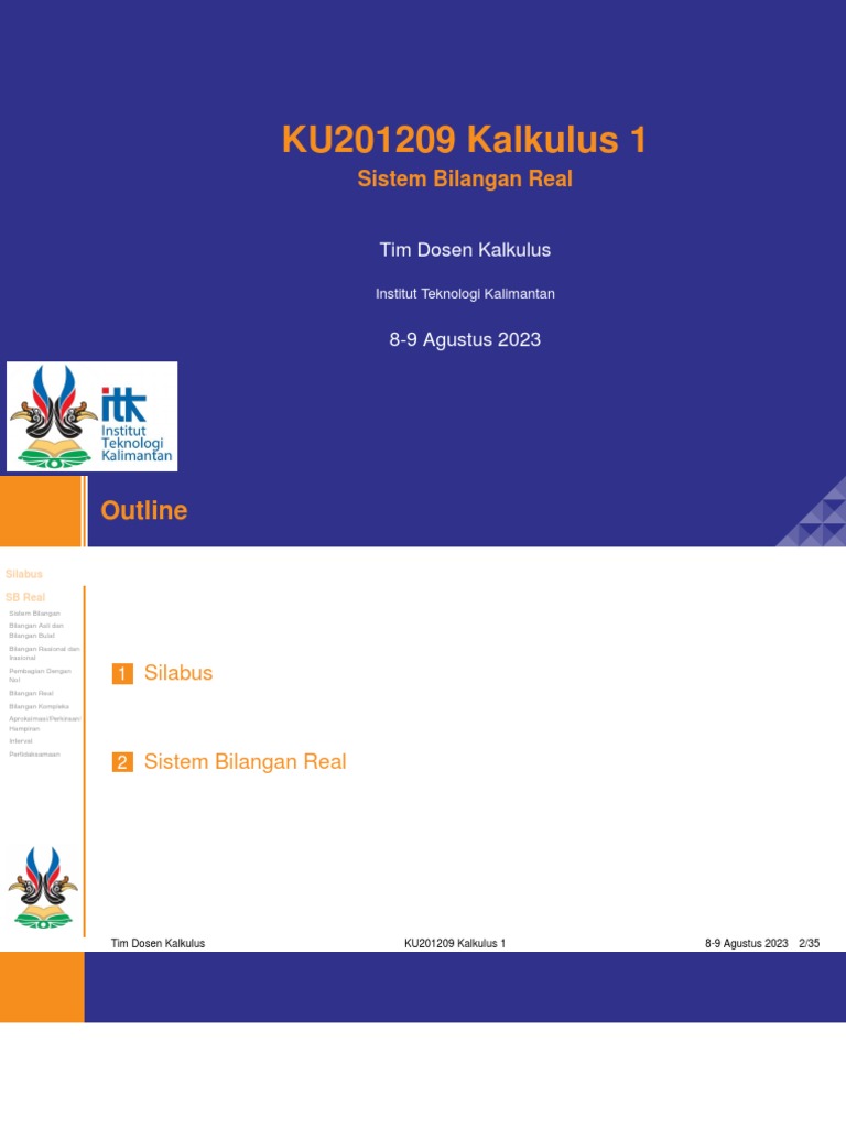 Silabus Kalkulus 1: Sistem Bilangan | PDF