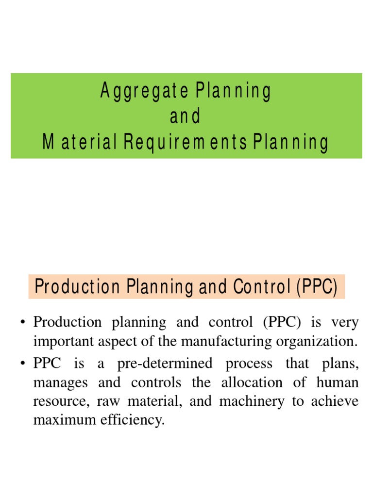 Aggregate Planning and MRP | PDF | Scheduling (Production Processes) | Inventory