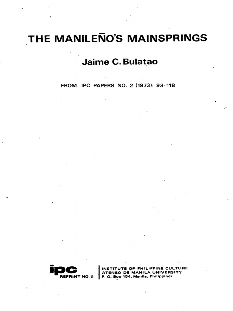 The Manileño S Mainsprings | PDF | Storytelling | Psychology