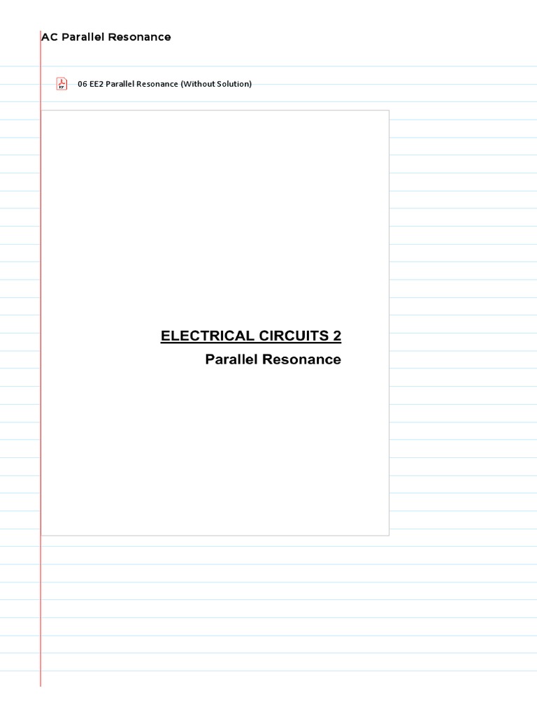 Parallel Resonance Circuit Analysis | PDF | Series And Parallel ...