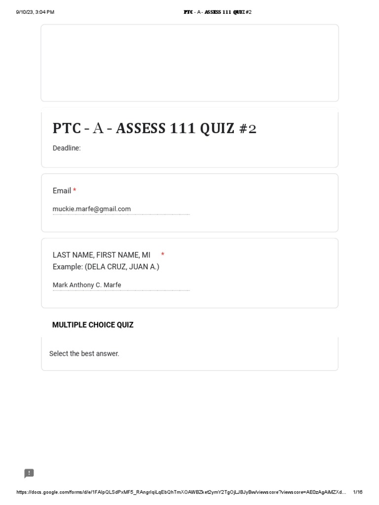 Quiz 2 Assess 111 | PDF | Career & Growth | Computers