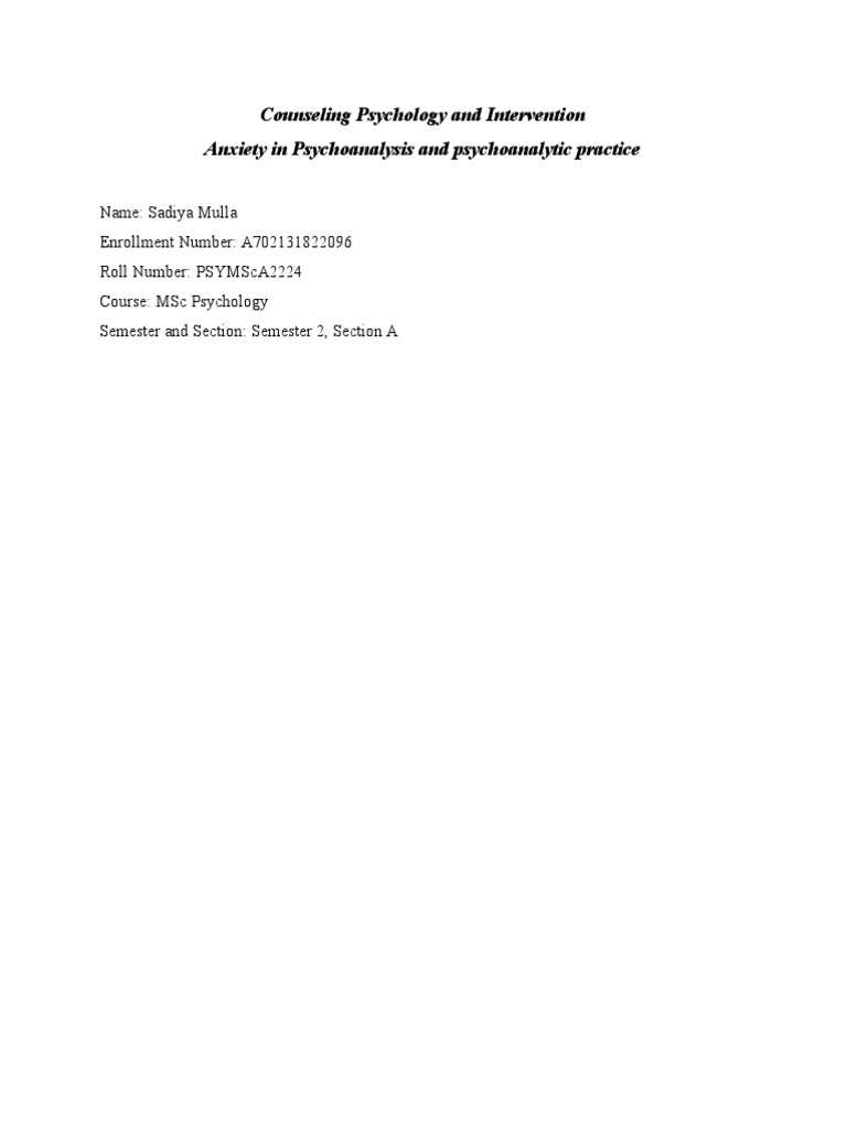 Psychoanalysis and Anxiety Explained | PDF | Psychoanalysis | Psychotherapy