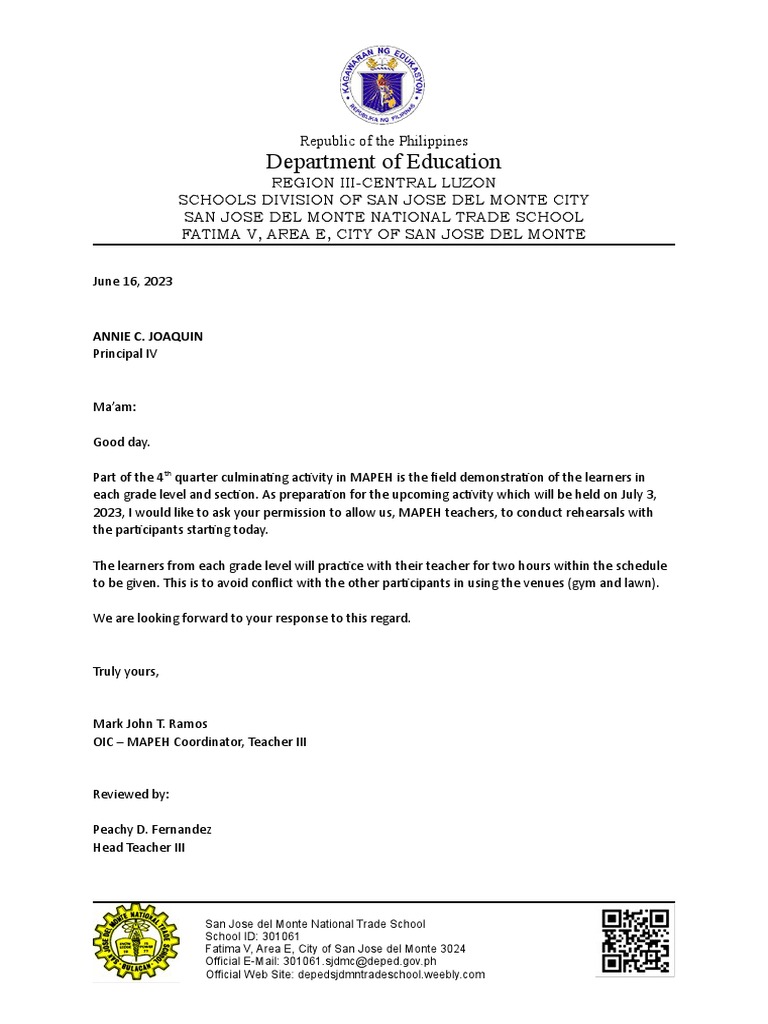 Excuse Letter | Download Free PDF | Philippines