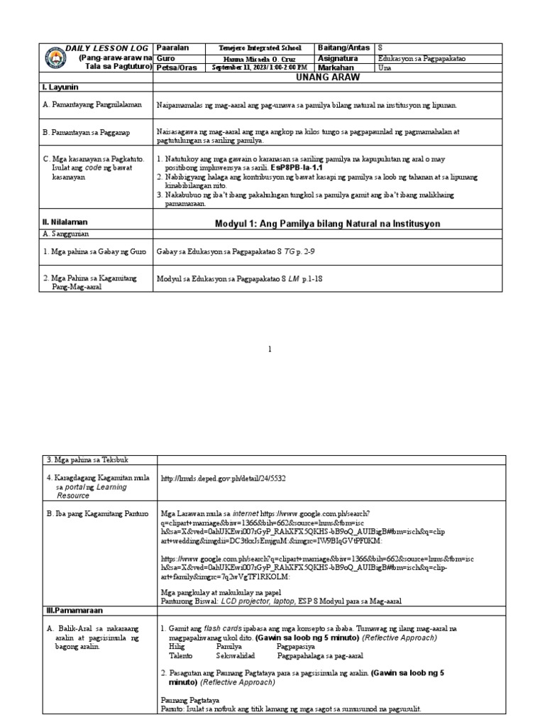 DLL ESP 8 Modyul 1 | PDF