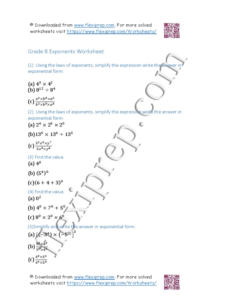Grade 8 Exponents | PDF | Exponentiation | Multiplication