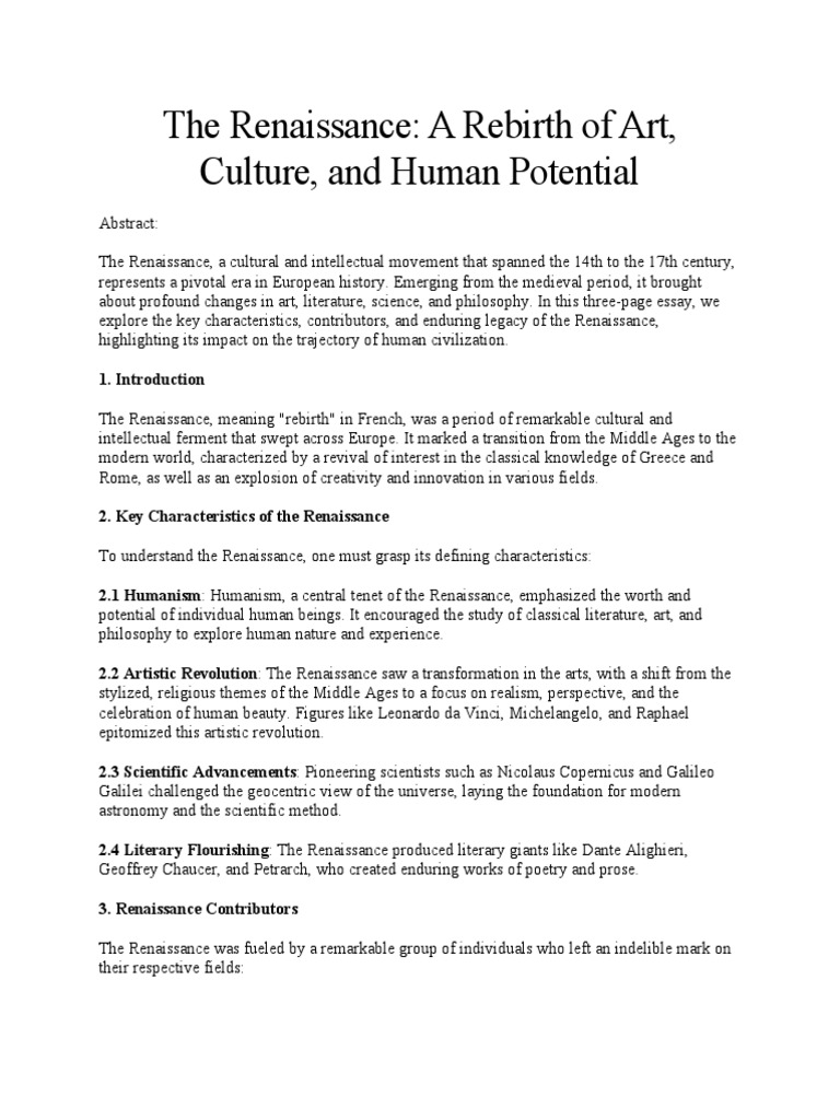 Renaissance: Art, Culture, Humanism | PDF | Social Science | Classics