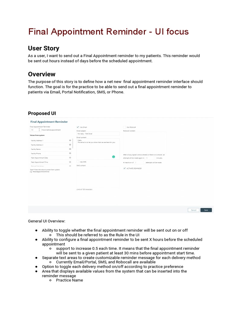 Final Appointment Reminder - UI Focus | PDF | Software Engineering ...