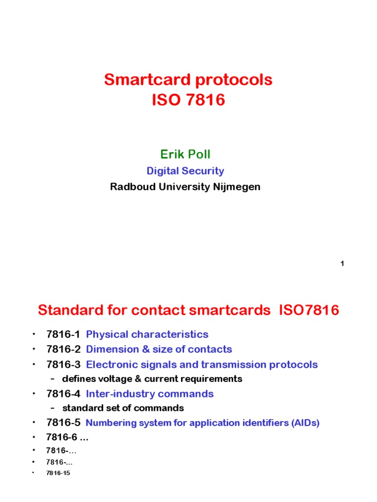 ISO 7816 Smart Card Protocols Overview | PDF