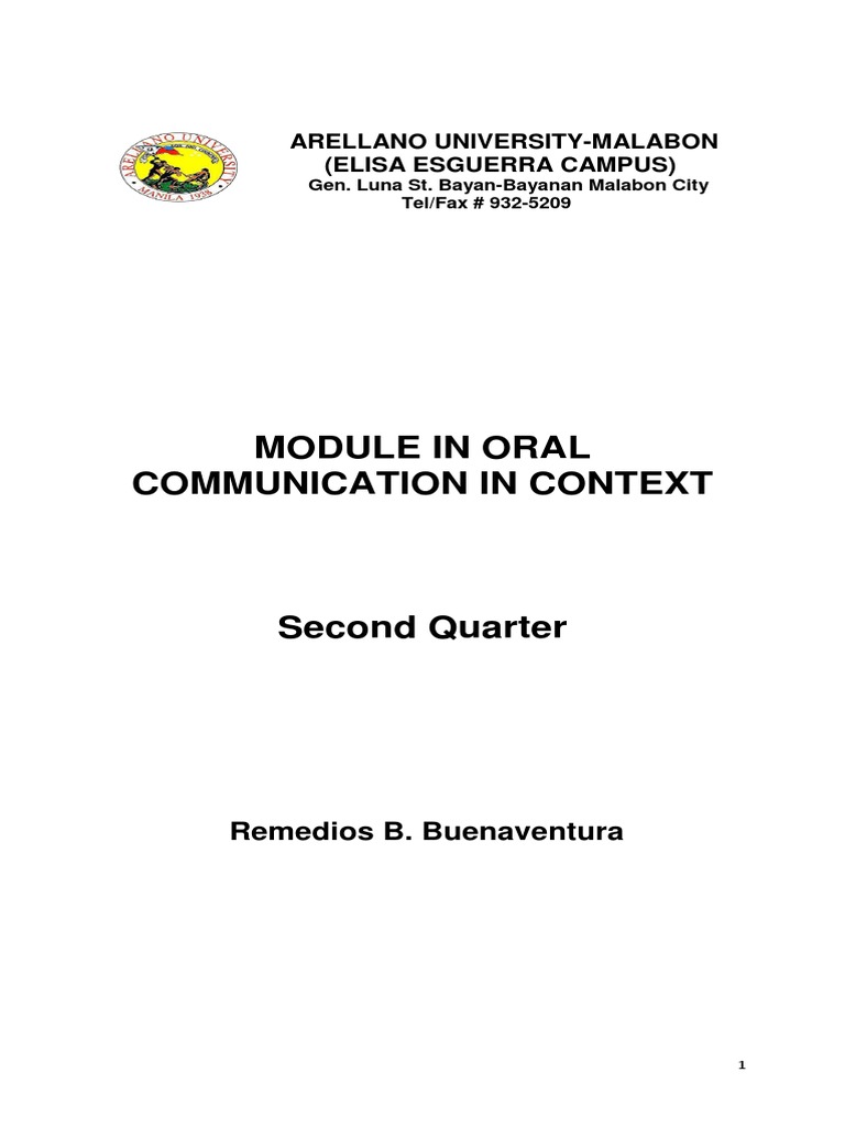 Modules in Oral Comm. 2nd Quarter 1 1 | PDF