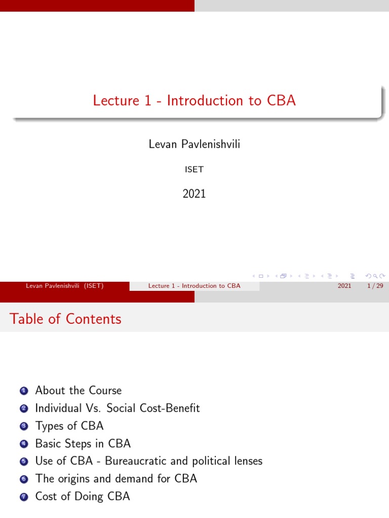 CBA Lecture 1 | PDF | Cost–Benefit Analysis | Net Present Value
